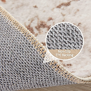 Area Rug Living Room Carpet: 8x10 Large Moroccan Soft Fluffy Geometric Washable Bedroom Rugs Dining Room Home Office Nursery Low Pile Decor Under Kitchen Table Light Brown/Ivory