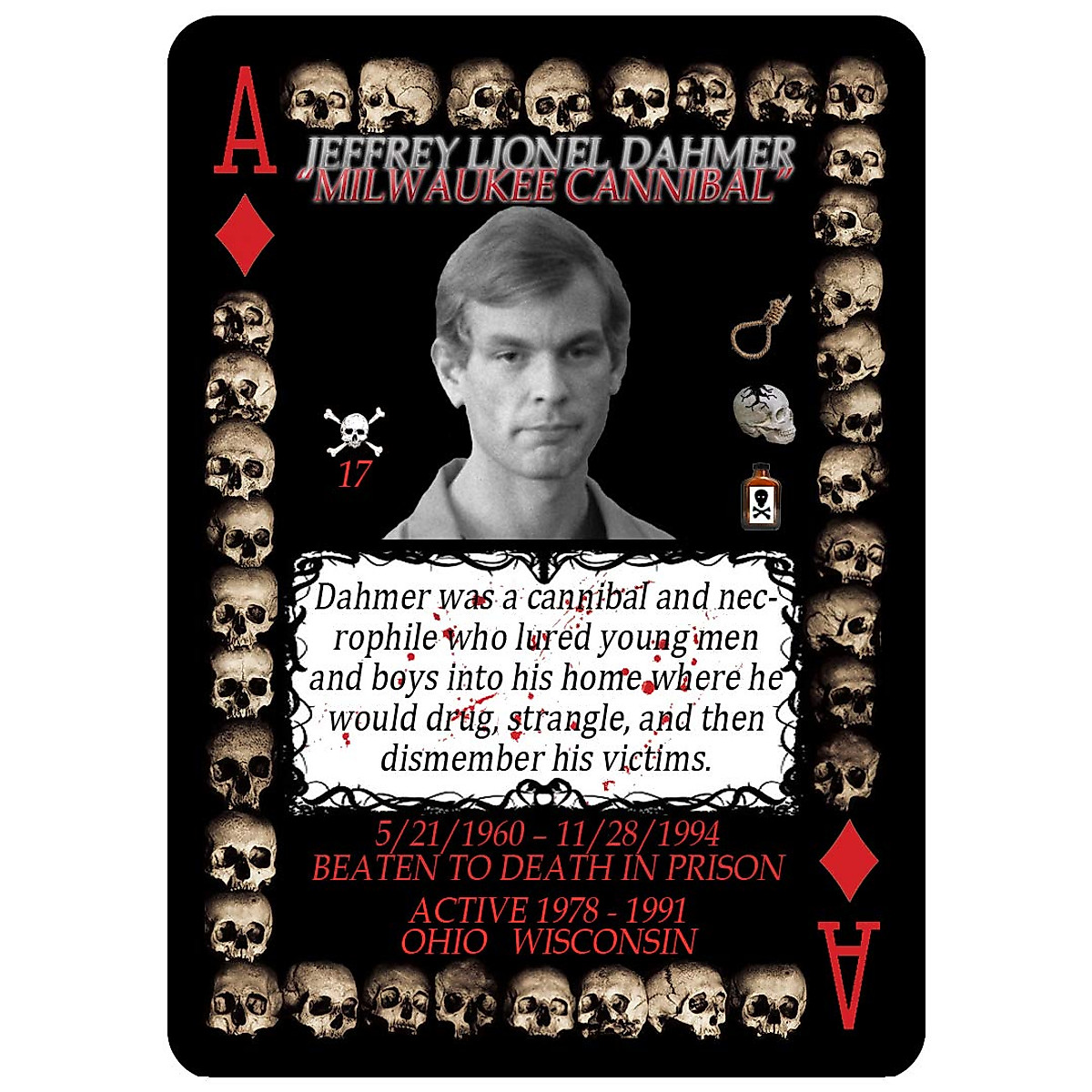 Serial Killer Cards 54 Unique American Serial Killer Playing Cards