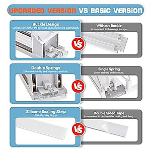 iklestar Upgrade Drink Organizer for Fridge, Self-Sliding soda Can Dispenser for Refrigerator and Adjustable Width, 12oz to 20oz holds 15+ Cans(3 Rows, 38 CM)