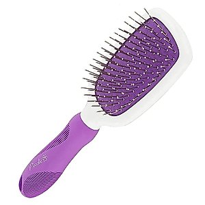 Stainless Steel Grooming Brush For Dogs - Ever Gentle Slicker Brush With Rubber Handle And Hook