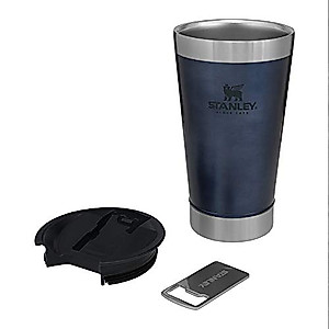 Stanley Classic Stay Chill Vacuum Insulated Pint Tumbler, 16oz Stainless Steel Beer Mug with Built-in Bottle Opener, Double Wall Rugged Metal Drinking Glass, Dishwasher Safe Insulated Cup