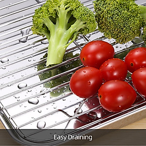 Amrules Baking Sheet with Cooling Rack Set, 3 Premium Stainless Steel Cookie Sheets and 3 Wire Racks, Kitchen Nonstick Baking Pans Set, Includes 3 Different Sizes, Heavy Duty Non Toxic, Easy to Clean