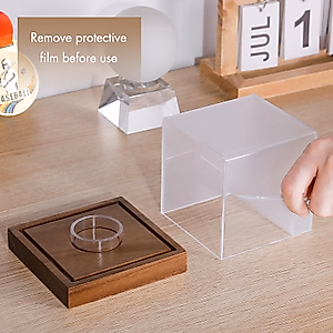 Walnut Baseball Display Case with UV Protected Acrylic Storage Box and Engraving, Silver Stand