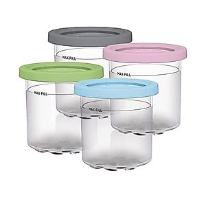 creami pint containers，ninja creamy pints and lids - 4 pack，compatible， NC301，NC299AMZ ，NC300 series，and so on，creami deluxe pints，creami ninja ice cream containers