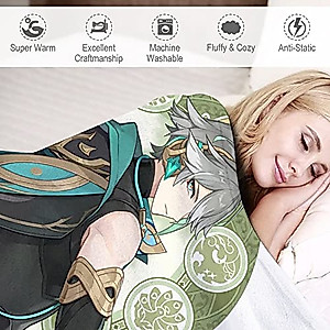 Dalicoter Game Genshin Impact Blanket Sumeru Alhaitham Anime Blanket 60"×50" Super Soft Flannel Throw Blanket Lightweight Blanket Warm Winter Blanket Towel Blanket for Couch Kids Girls & Adults