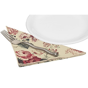 Decorative Things Cloth Napkins Set 4 Cotton Table Linen Napkins Wedding Table Décor Garden Party Rose Floral Bridal Shower 18"x18" Dinner Made in USA