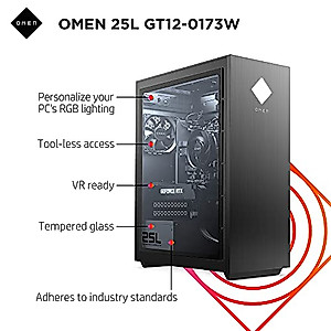HP OMEN 30L Gaming Desktop PC, NVIDIA GeForce RTX3060Ti, Ryzen7-5800X Processor, 16GB RAM, 1TB, Windows 10 Home w/Tivdio Accessory