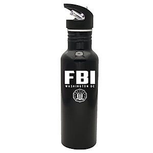 White House Gifts: FBI Water Bottle (27 oz) Aluminum Thermos for water, coffee, tea or travel bottle. Dishwasher safe.