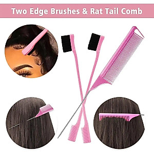 Goiple 3PCS Elastic Bands for Wig Edges - Adjustable Wig Band for Edges Wig Install Accessories with Pink set-9pcs Hair Wax Stick Set