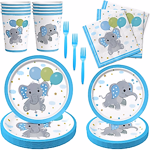 Elephant Baby Shower Decorations for Boy Baby Elephant Baby Shower Decorations Blue Elephant Plates and Napkins Elephant Boy Baby Shower Decorations