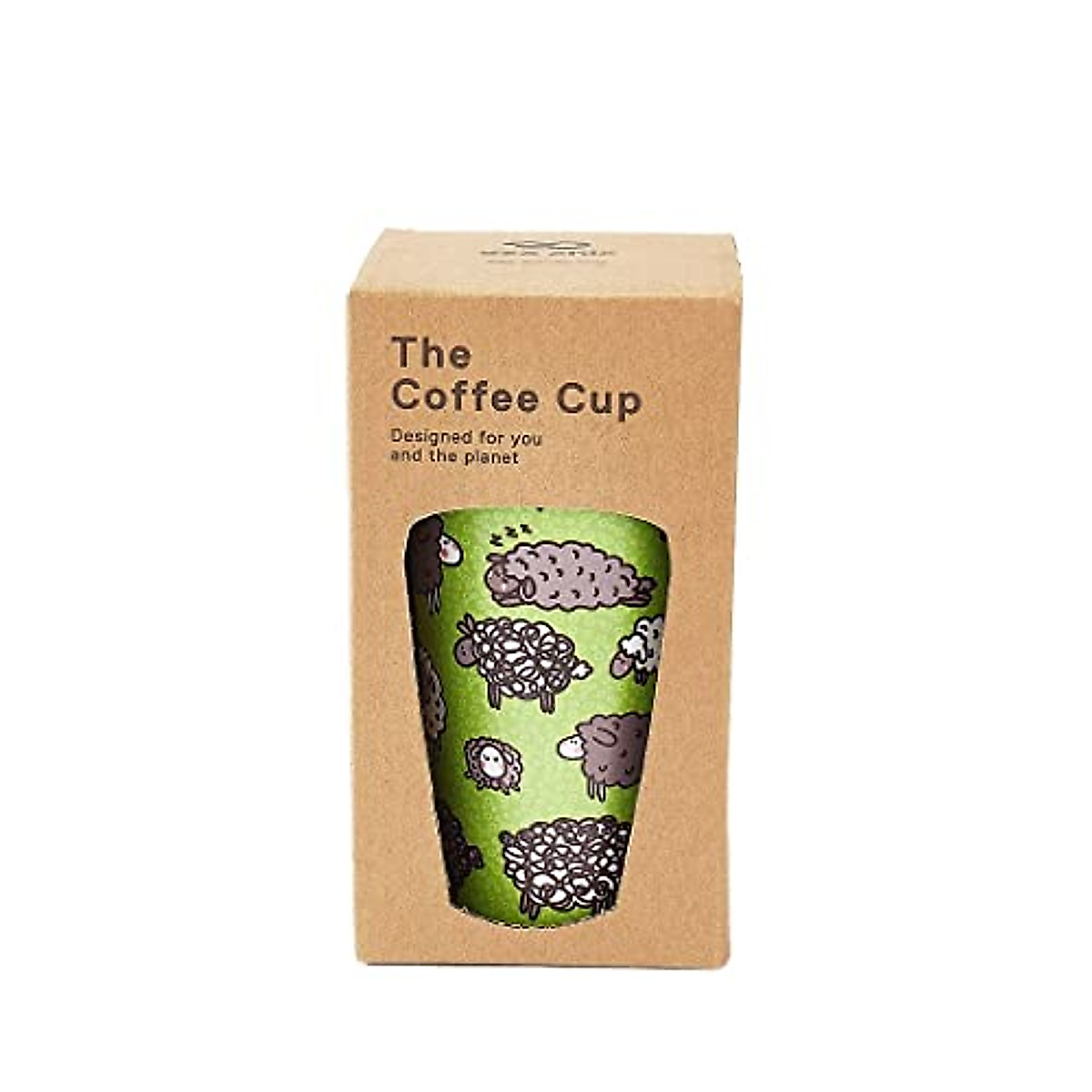 Eco Chic Reusable Thermal Coffee Cup | Stainless Steel Insulated Travel Mug with Leakproof Lid | Eco-Friendly and Reusable for Hot & Cold Drinks (Green Sheep, 380ml/13oz)