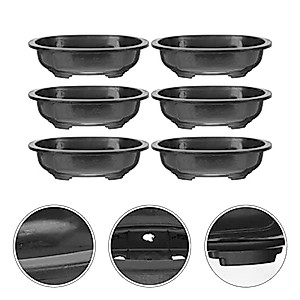 ERINGOGO 6 PCS Bonsai Training Pots, 15'' Oval Bonsai Planter Pot with Drainage Hole, Plastic Large Deep Flower Pot Plants Growing Pots for Nursery, Garden, Balcony