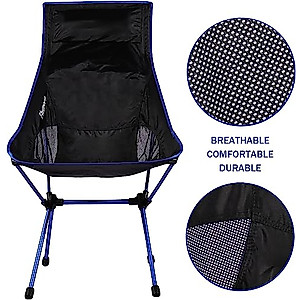 FBSPORT 2 Pack Portable Camping Chairs Long Back Lightweight Backpacking Chair Compact & Heavy Duty for Camp, Backpack, Hiking, Beach, Picnic, with Carry Bag