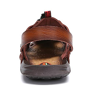 CEKU Men's Outdoor Casual Beach Sports Hiking Summer Closed Toe Slippers Sandals Fisherman Athletic Shoes Brown 10.5 D(M) US 45