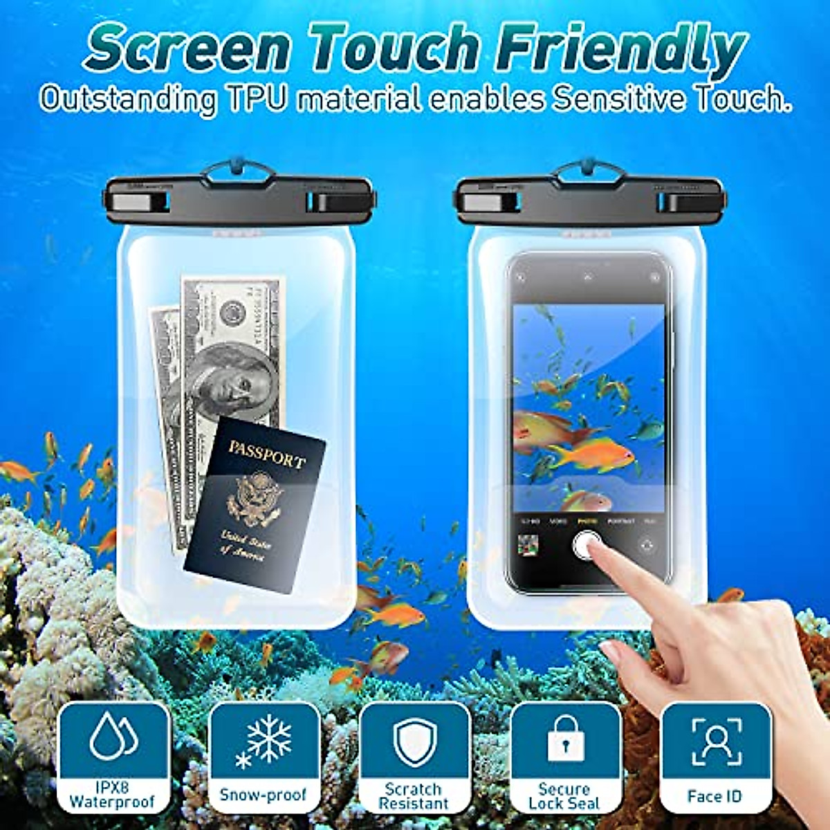Universal Waterproof Phone Pouch, Floating Waterproof Phone Case for iPhone 14 13 12 11 Pro Max XS Plus Samsung Galaxy-7", IPX8 Cell Phone Dry Bag -4 Pack