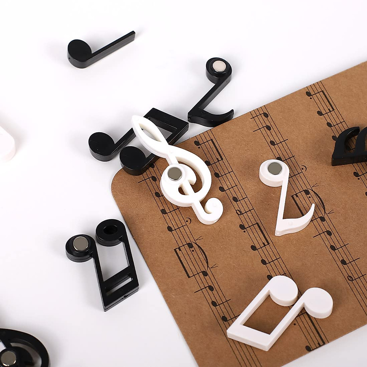 JJJ 12 Pcs Musical Notes Magnets Fridge,Black and White Small Fridge Magnets Cute Decorative Refrigerator for Office Kitchen Magnets Locker Glass Magnets, one size (BXT02)