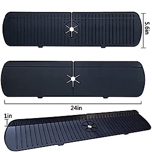 24 inch Faucet Sink Splash Guard Mat,Silicone Kitchen Faucet Mat,Faucet Drying Mat, Silicone Sink Faucet Mat Splash Guard, Silicone Faucet Water Catcher Mat for Kitchen Bathroom Farmhouse