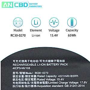 RC30-0270 RZ09-0270 Laptop Battery for Razer Blade 15 Base 2018 2019 GTX 1660 Ti RZ09-02705E76 RZ09-02705E76-R3U1 RZ09-02705E75-R3U1 RZ09-0300 RZ09-03006 RZ09-03009 RZ09-03006E92 RZ09-03009E97 65Wh