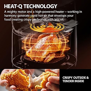 Toshiba 5.5QT Air Fryer Heat-Q Technology, Quick and Easy Meals, 8 Preset Menus and Menu-IQ Function, 1°F Precision, 90% less oil, Double-sided Handles Easy Carrying