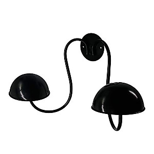 Owlgift Modern Metal Wall Mounted Entryway Retail Hat Rack/Wig Display Stand w/ 2 Circular Hat Hooks, Black