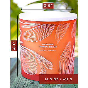 Pineapple Tropical Breeze 3 Wick Candle Large - Highly Scented Candle for Home 14.5 oz - Soy Candle - Home Fragrance Candles - Aromatherapy Relaxing Candle - Pineapple Paradise Candle for Men & Women