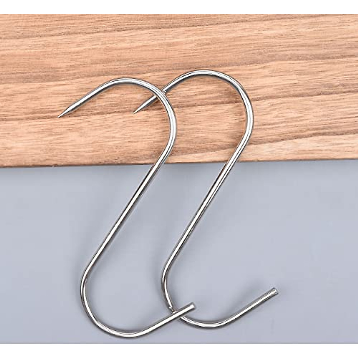 Alele 5 Inch 4mm Meat Hooks Stainless Steel Meat S-Hook for BBQ,Hanging,Smoking,Butchering,Grilling Set of 6 Pack (Meat Hook 5 Inch)