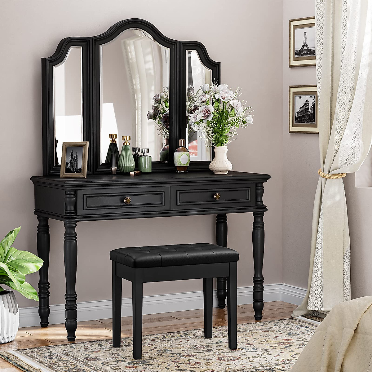 HOOBRO Piano Bench with Padded Cushion and Storage Compartment for Music Sheet, Music Bench, Piano Stool, Vanity Chair, Holds up to 300 lb, 21.9 x 13.6 x 19.3 Inches, Black BB16QD01