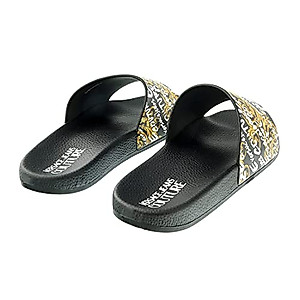 Versace Jeans Couture Black Gold Baroque Pattern Pool Slide-7 for womens