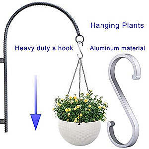 LLPJS Aluminum S Hooks for Hang Shower Curtain, Hanging Kitchen Pot and Pans, Coffee Cups, Grill Utensils, Clothes, Plants, Indoor and Outdoor Decorative S-Hooks, 12 Pack Matte Finish Silver