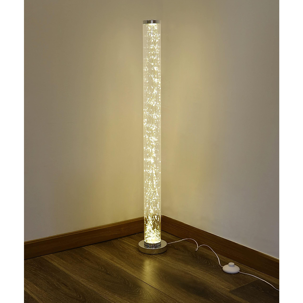 LKUA Modern Floor Lamp, Decorative Elegant Design Metal Exposed Rope Modern Standing Lamp for Bedroom, Living Room, Office, Kids Room (Warm White)