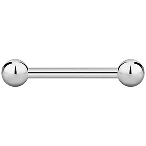 Forbidden Body Jewelry 16g 10mm Internally Threaded Titanium Straight Barbell Body Piercing, 3mm Balls