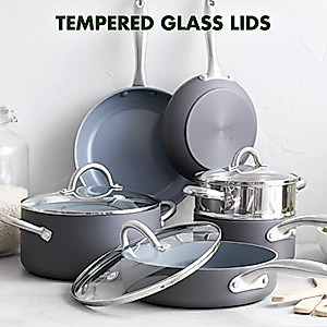 GreenPan Lima Hard Anodized Healthy Ceramic Nonstick 12 Piece Cookware Pots and Pans Set, PFAS-Free, Oven Safe, Gray
