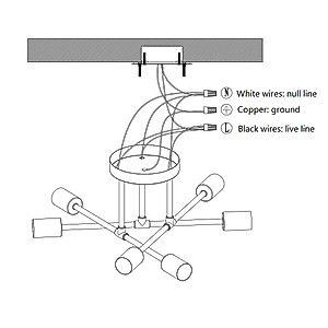 Dellemade Modern Sputnik Chandelier, 6-Light Ceiling Light, 6 LED Light Bulbs Included for Bedroom,Dining Room,Kitchen,Office (Black)