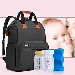 LUXJA Breast Pump Bag with Compartments for Cooler Bag and Laptop, Breast Pump Backpack with 2 Options for Wearing (Fits Most Major Breast Pump, Suitable for Working Mothers), Black