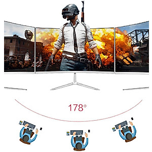 N / A NFJ024 24 Inch Gaming Monitor for Esports, IPS Curved Screen 1920 * 1080P Frameless 144Hz Refresh Rate 1Ms (HDMI VGA Interface) Low Blue Light Mode, for Home and Office, White