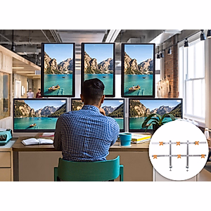 Stand Steady 6 Monitor Mount Desk Setup - Heavy-Duty Height Adjustable Monitor Stand, Swivel Arm with Clamp-On Base, 6 Screen VESA Mount Fits Most LCD/LED Monitors 17-32 in. (Silver, 6 Mounts)