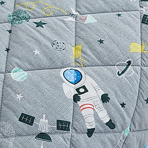 Brandream 4-Piece Toddler Bedding Sets for Boys Space Rocket Galaxy Bed Sheet Set Girls Includes Comforter, Top Flat Sheet, Fitted Sheets and Pillowcases, Cotton