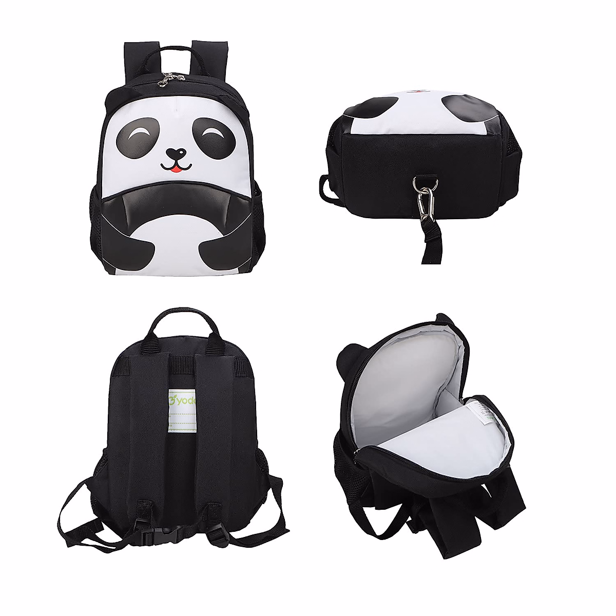 yodo Kids Insulated Toddler Backpack with Safety Harness Leash and Name Label - Playful Preschool Lunch Boxes Carry Bag, Panda