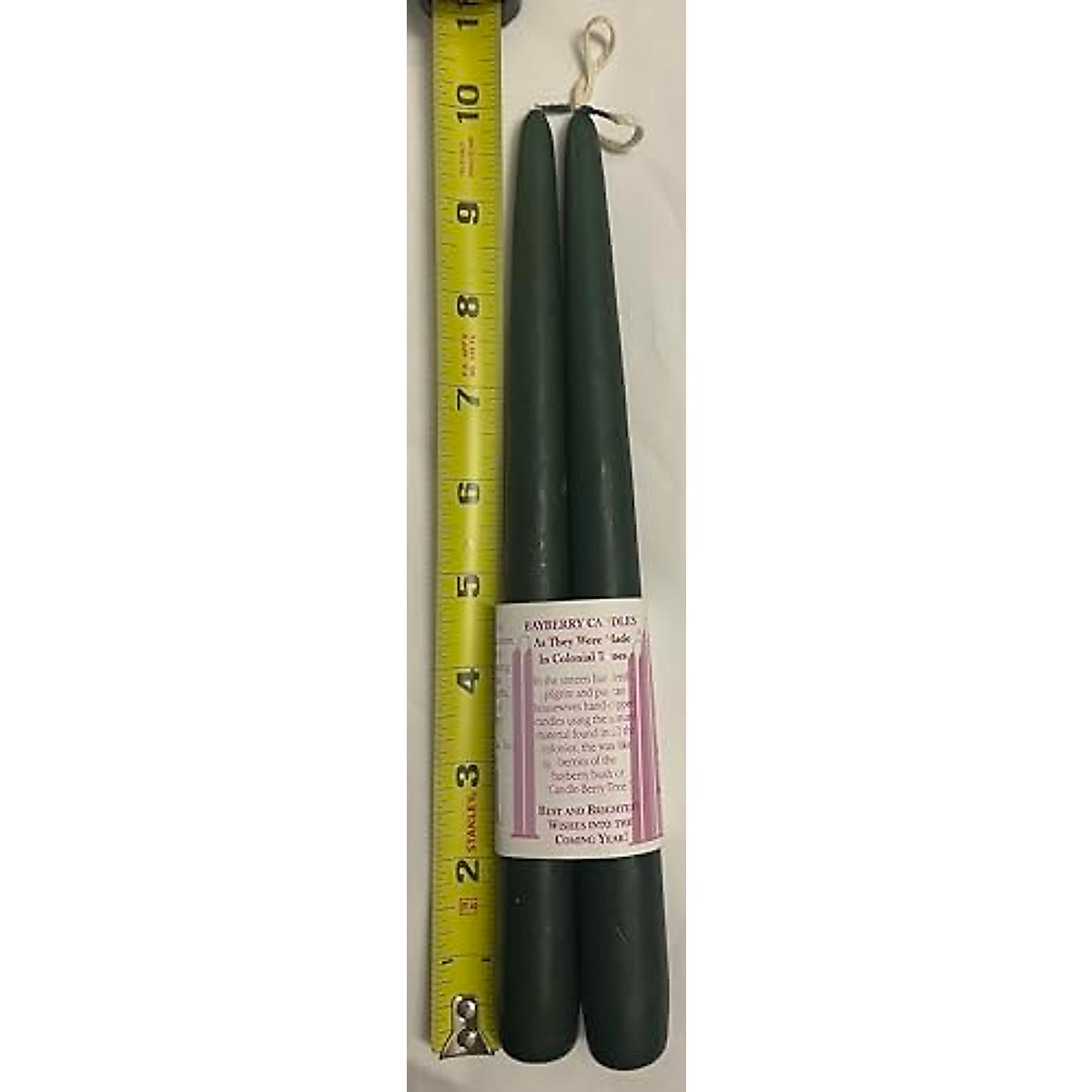 Biedermann & Sons Traditional Hand-Dipped 10-Inch Long Tapered Candles 6 Pairs, Bayberry Green