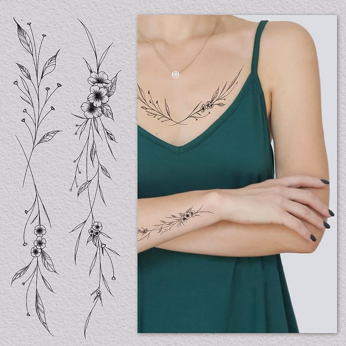 Cerlaza Tiny Temporary Tattoos for Women Girls, Realistic Fake Tattoos That Look Real and Last Long for Adult, Waterproof Hand Tattoos Stencils Stickers for Body Art-12 Sheets