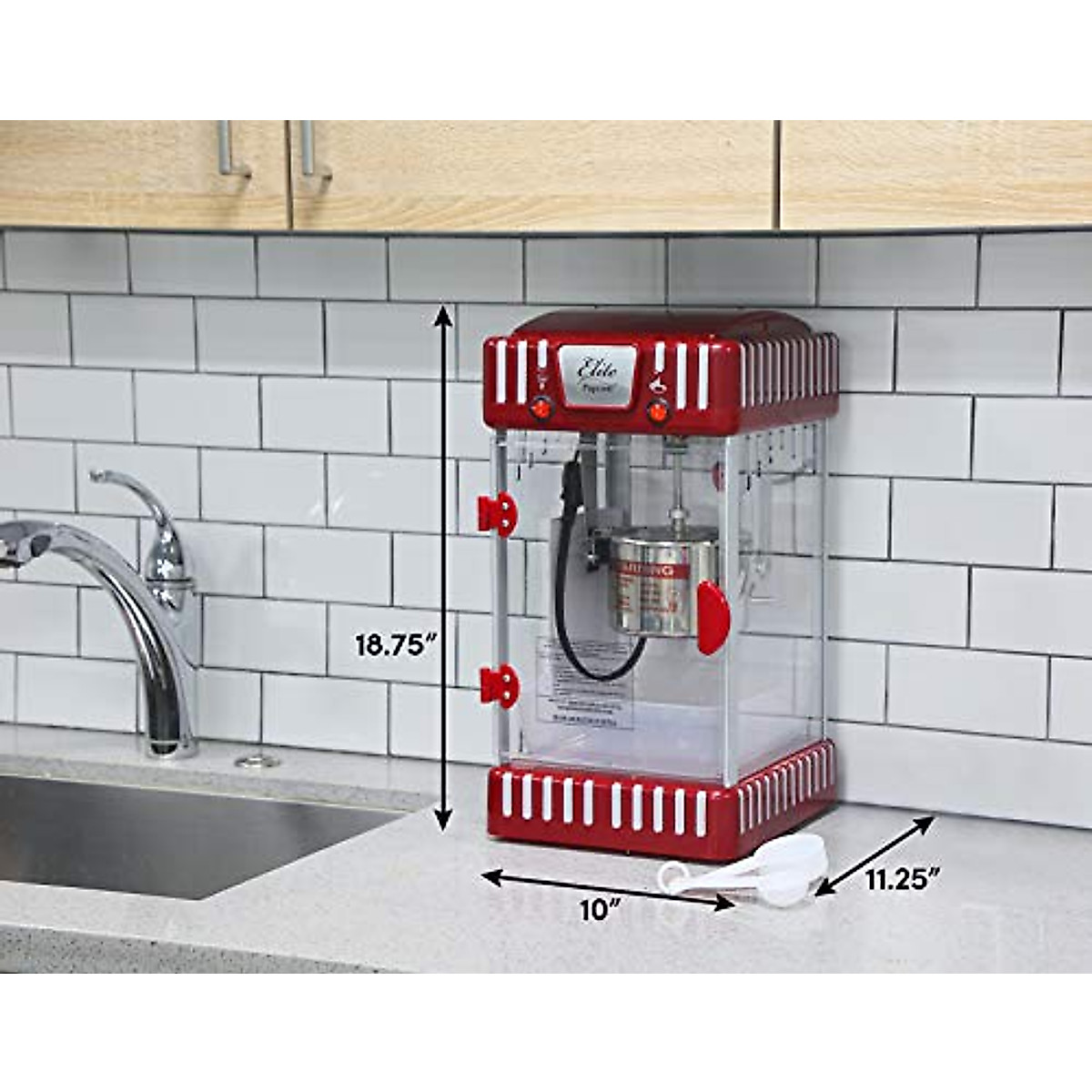 Elite Gourmet EPM-250# Electric Tabletop Popcorn Kettle Maker, Retro Carnival, Warming Light (2.5Oz, Red)