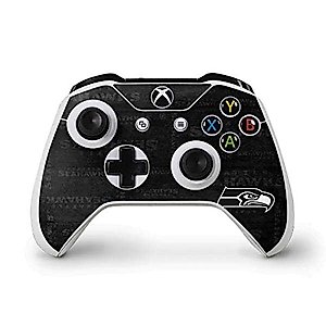 Skinit Decal Gaming Skin Compatible with Xbox One S Controller - Officially Licensed NFL Seattle Seahawks Black & White Design