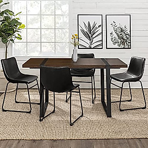 LEMBERI 18 inch Bar Stools Set of 2 Modern Barstools, Faux Leather Upholstered Stool with Back and Metal Legs, Armless Bar Kitchen & Dining Room Chairs (Black, 2pcs 18")