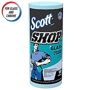 Scott® Shop Towels Glass™ (32896), Blue Shop Towels Glass, Mirrors and Chrome, Perforated Towels/Roll, 12 Rolls, 1,080 Towels/Case