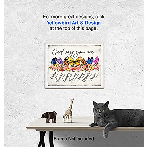 Christian Bible Verses Wall Art - God Says You Are Decor - Inspirational Catholic Religious Encouragement Gifts for Women Girls Room - Psalms Scripture Wall Decor - Rustic Positive Motivational Quotes