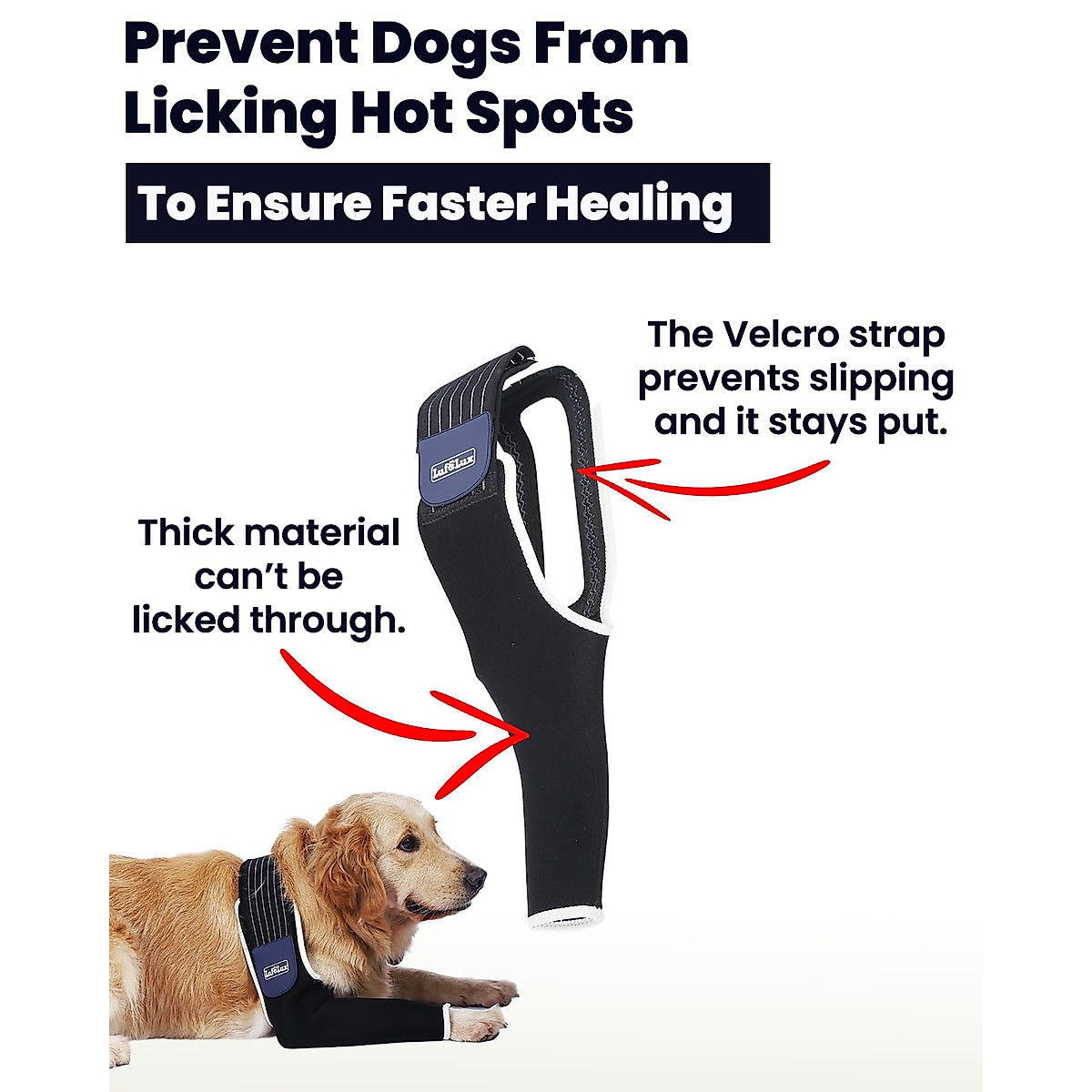 LufeLux Dog Leg Sleeve, Dog Compression Sleeve, Dog Cone Alternative, Keep Dog from Licking Wound with Strechy Adjustable Elastic Band, for Hot Spots, Wounds, Bandages