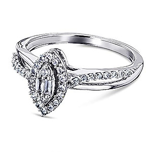 Kobelli 1/4 Carat TDW Diamond Marquise Shape Cluster 10k White Gold Ring, 10