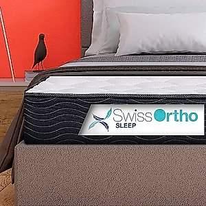 Swiss Ortho Sleep, 10" Inch Memory Foam and Innerspring Hybrid Medium-Firm Plush Mattress/Bed-in-a-Box/Pressure Relieving Bliss, King, White