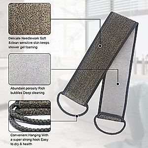 Loofah Back Scrubber, 35.4 Inch Exfoliating Back Scrubber for Bath Shower Scrubber for Men and Women, Luffa Scrubber to Deep Clean Your Skin, with Hair Shampoo Brush and Wall Hook
