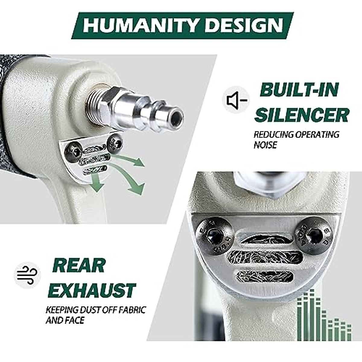 Woodpecker N7116 22 Gauge Pneumatic Upholstery Staple Gun, 3/8-Inch Crown Air Power Fine Wire Staple Gun, 1/4-Inch to 5/8-Inch Leg Length 71 Series Upholstery Stapler for Fabric, Upholstering